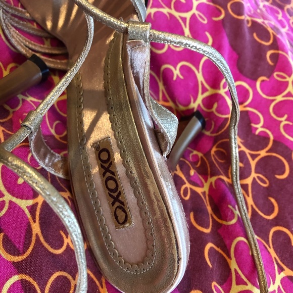 XOXO | Shoes | Xoxo Gold Leather Sandals Size 85 Lace Up Ankle | Poshmark